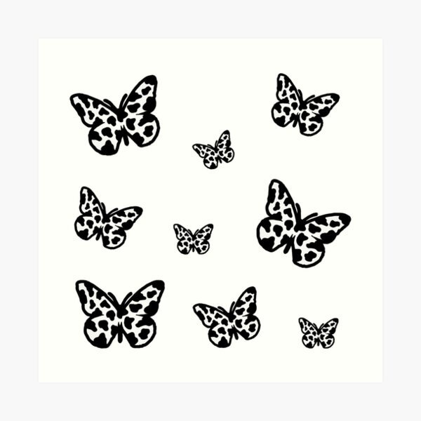 "cow print butterfly sticker pack " Art Print by emmakathrynlee | Redbubble