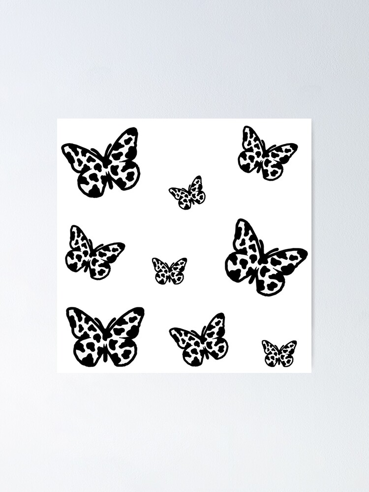"cow print butterfly sticker pack " Poster by emmakathrynlee | Redbubble