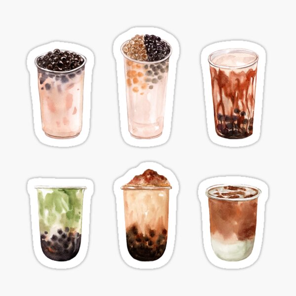 "Bubble Boba Milk Tea Set" Sticker for Sale by Alicia C | Redbubble