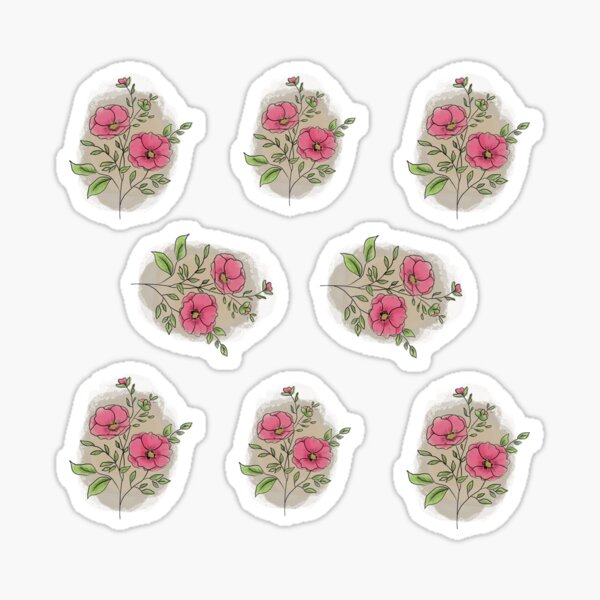 "Light pink floral doodle " Sticker by Jaanhavi | Redbubble
