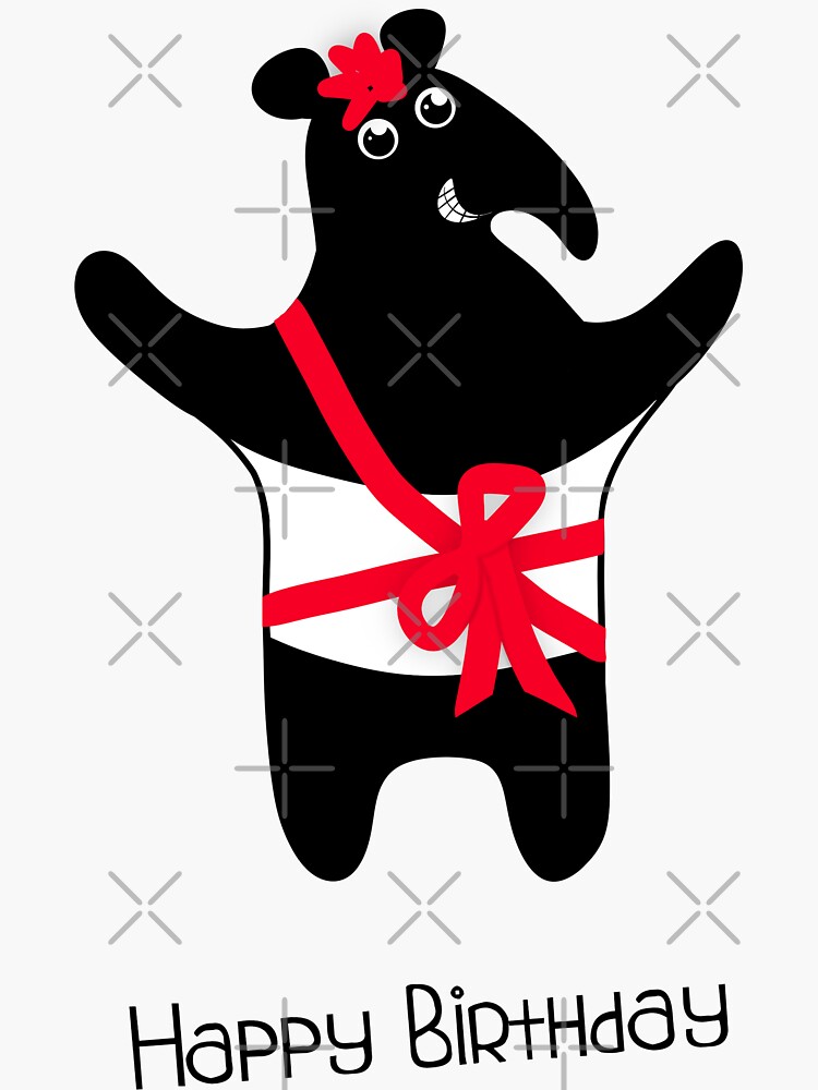 "Happy birthday, from a tapir!" Sticker for Sale by -MSGermain | Redbubble