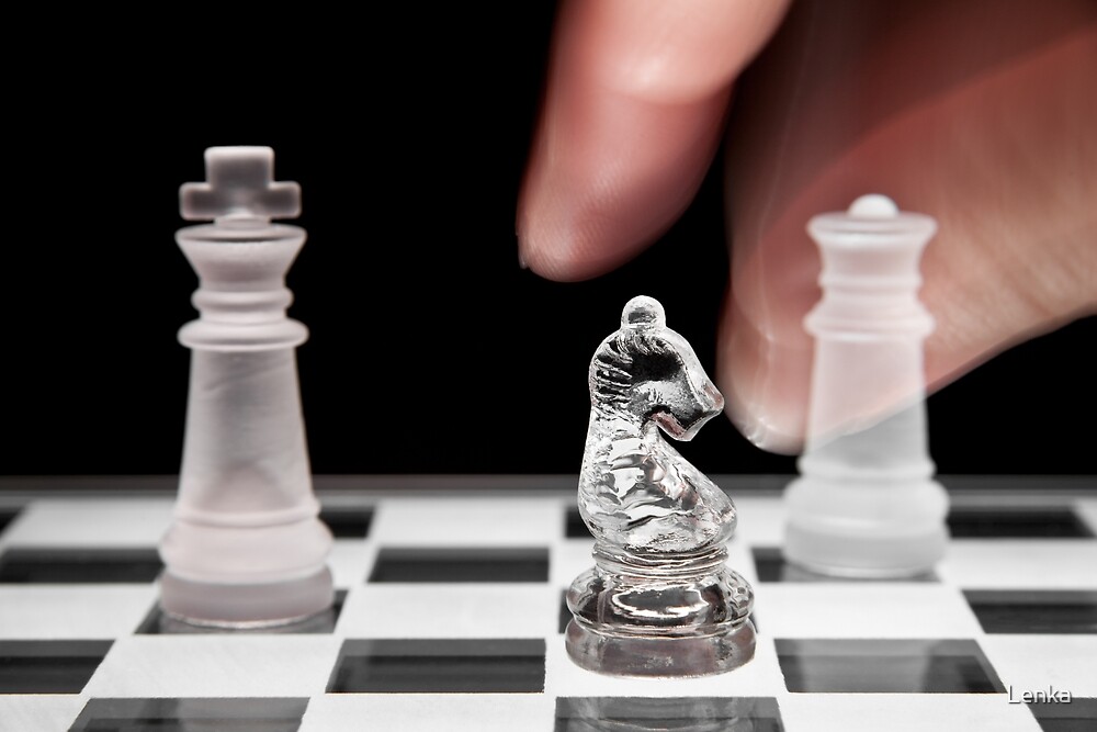 "Chess 101: The knight moves to put the king in check" by Lenka | Redbubble