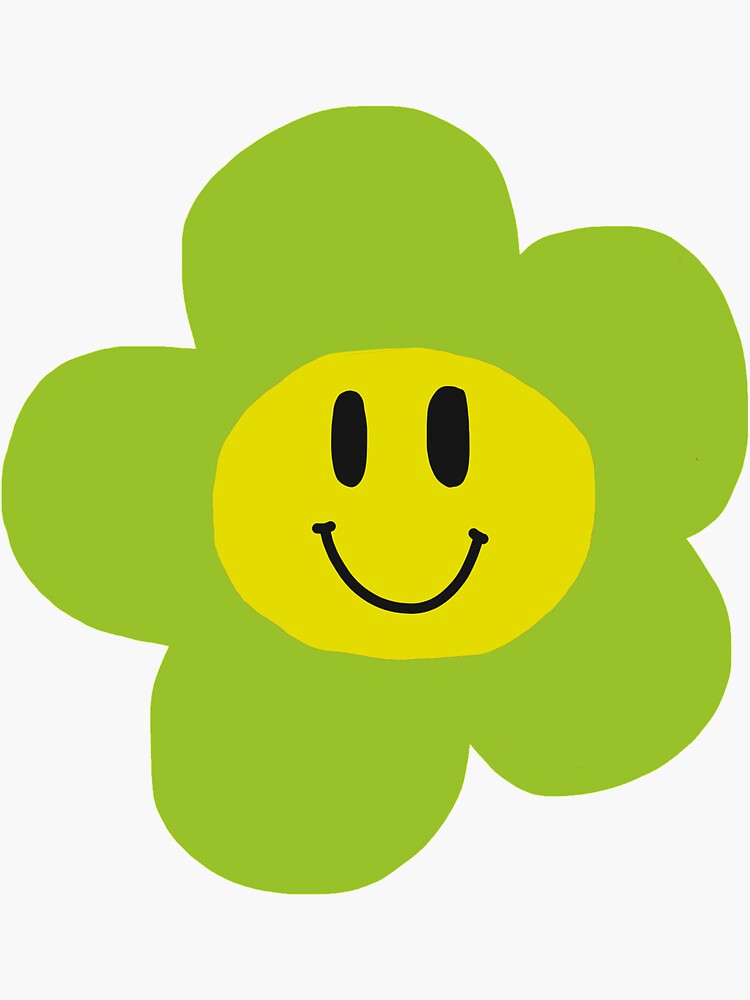 "green smiley flower" Sticker for Sale by holleh03 | Redbubble