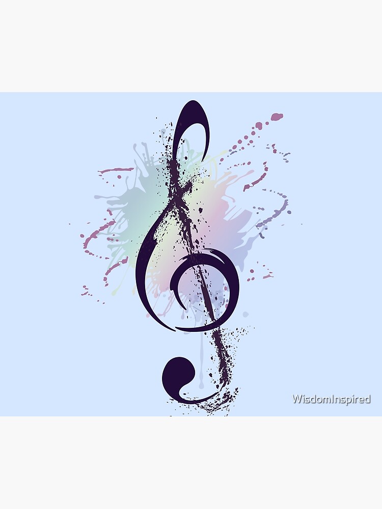 "Treble Clef on Watercolor Splash on Blue" Poster for Sale by ...