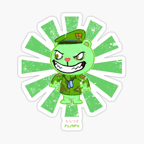 "Fliqpy Retro Japanese Flippy Happy Tree Friends" Sticker for Sale by ...
