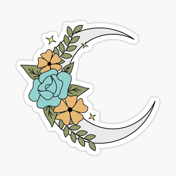 "Floral Moon" Sticker for Sale by RichaHariani | Redbubble