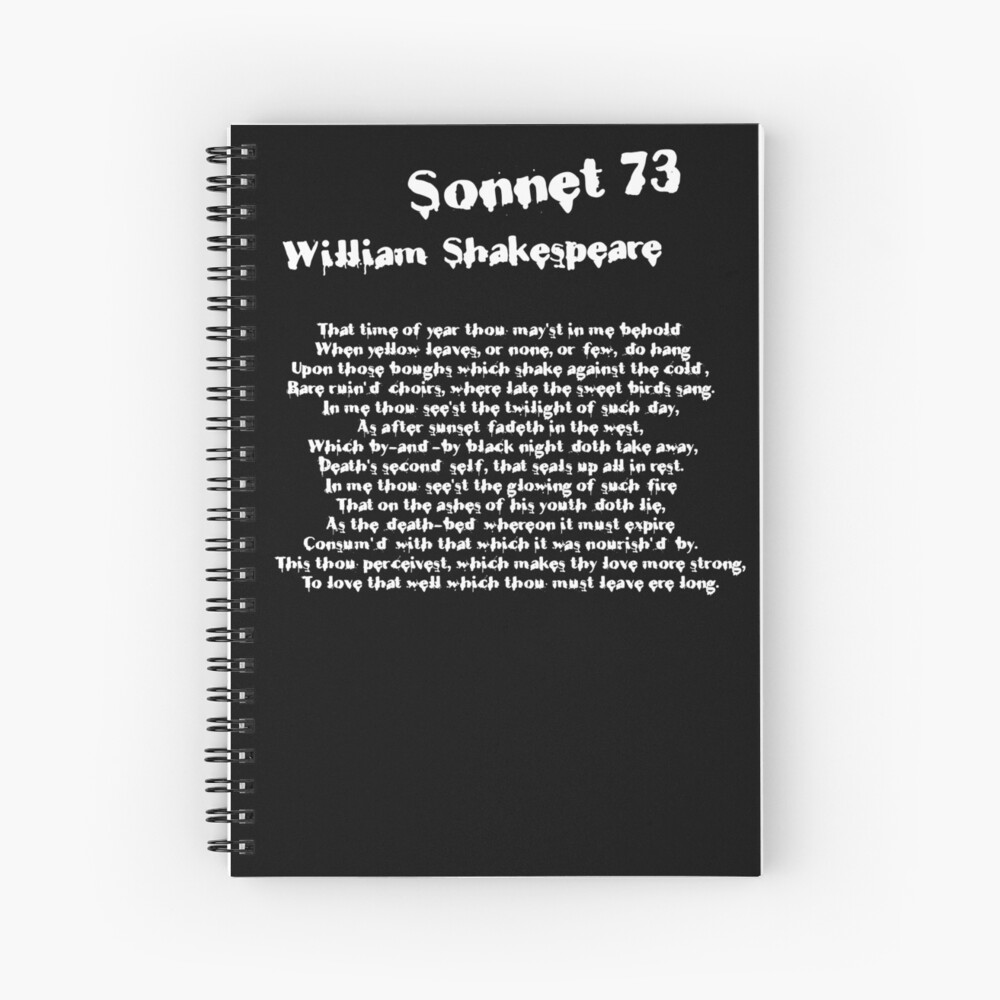 "William Shakespeare Sonnet 73 Grunge T Shirt" Spiral Notebook for Sale ...