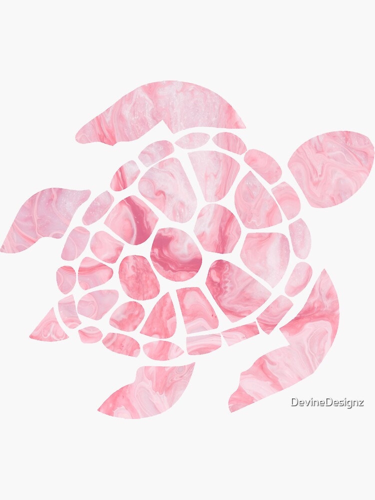 "Pink Marble Sea Turtle" Sticker for Sale by DevineDesignz | Redbubble