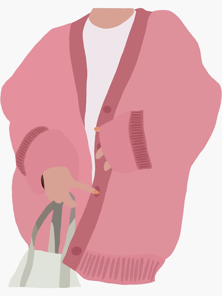 "Pink Cardigan " Sticker by emmaroselincoln | Redbubble