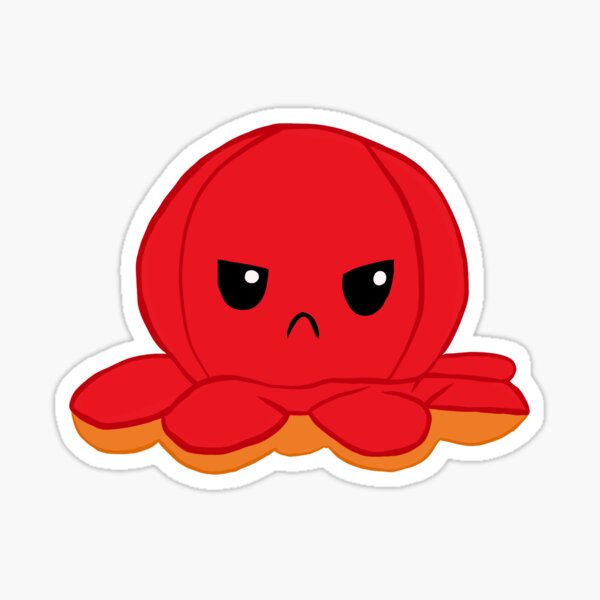 "Red Angry Octopus Plush " Sticker for Sale by EmeraldM26 | Redbubble