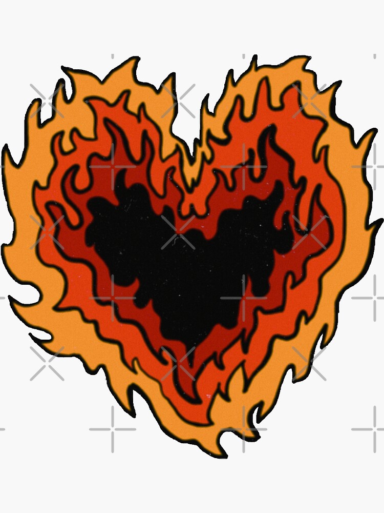 "Flaming Heart" Sticker for Sale by hgrasel | Redbubble