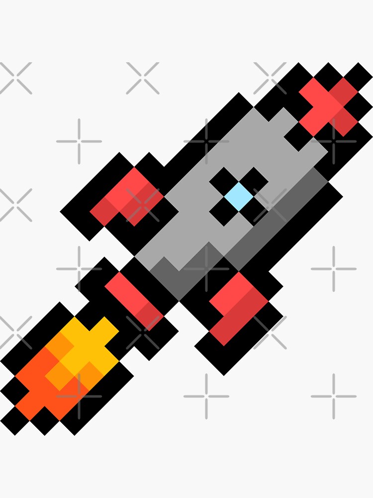 "Pixel Rocket Ship on White" Sticker for Sale by Rocket-To-Pluto ...