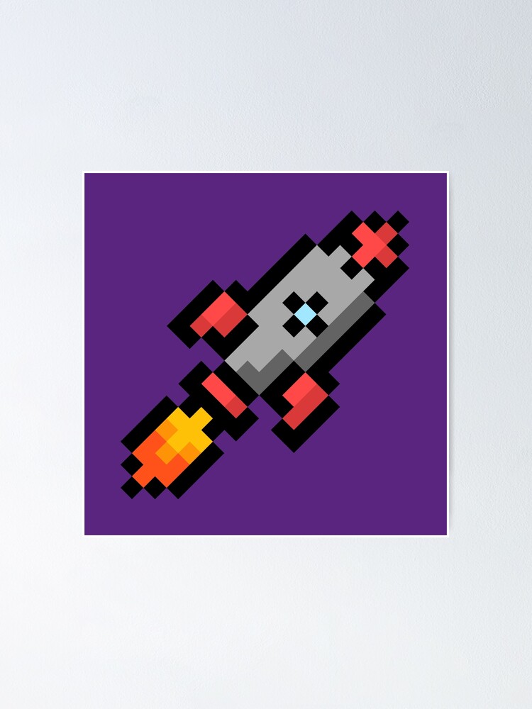 "Pixel Rocket Ship on Night Sky" Poster by Rocket-To-Pluto | Redbubble