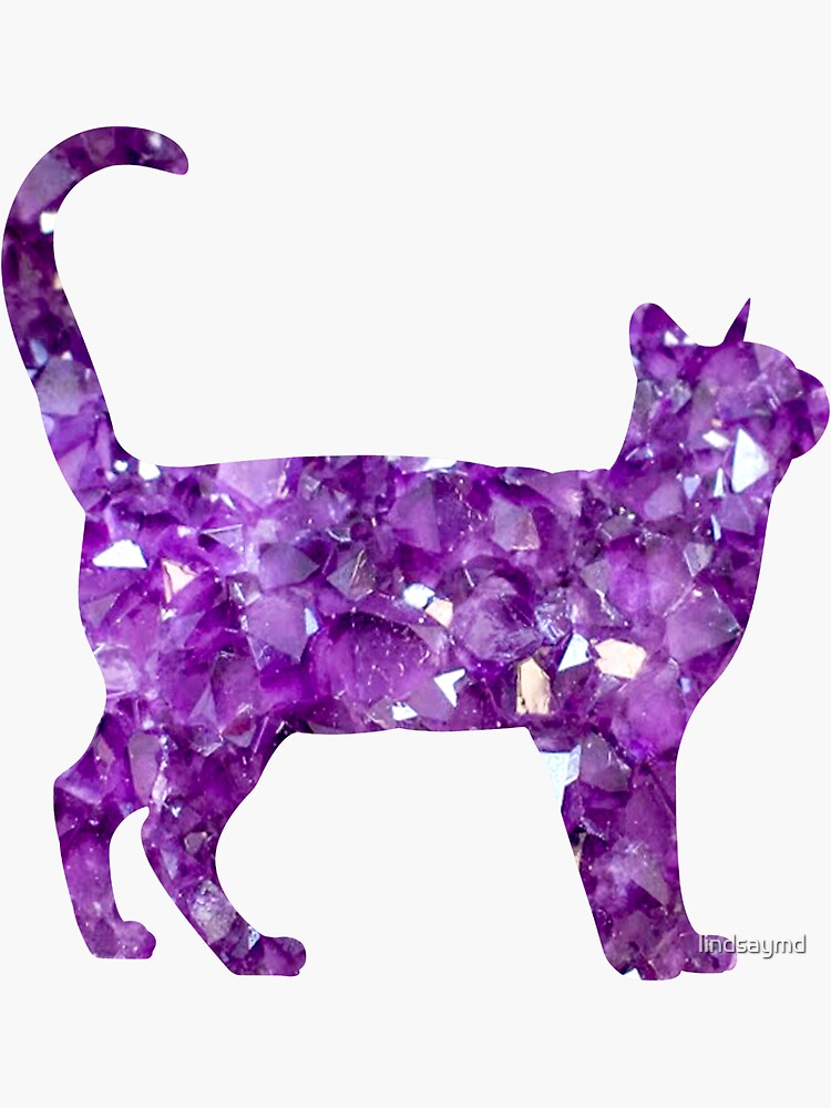 "Purple Crystal Cat" Sticker by lindsaymd | Redbubble