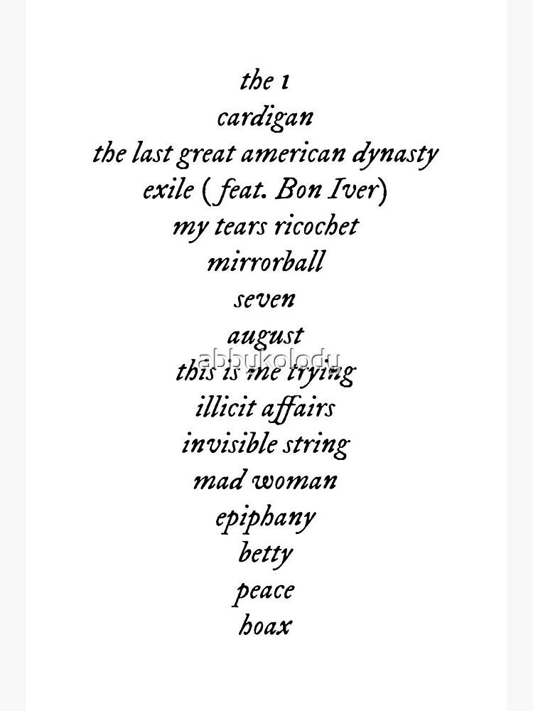 Folklore Tracklist Folklore Tracklist Gift For Swiftie T Shirt