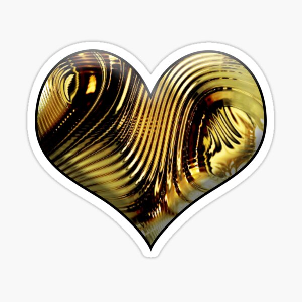 "Heart 3D Gold" Sticker for Sale by oxoxoxo | Redbubble