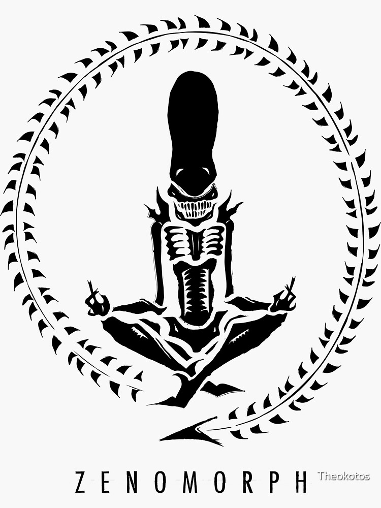 "Meditation Zenomorph Yoga Alien Xenomorph light" Sticker by Theokotos ...