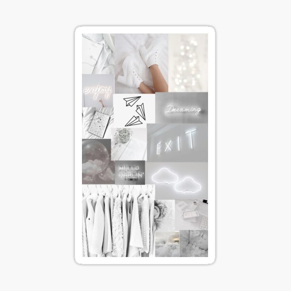 "white aesthetic collage" Sticker for Sale by lilacstickerss | Redbubble