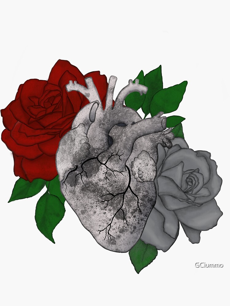 "Floral decayed anatomical heart " Sticker by GCiummo | Redbubble