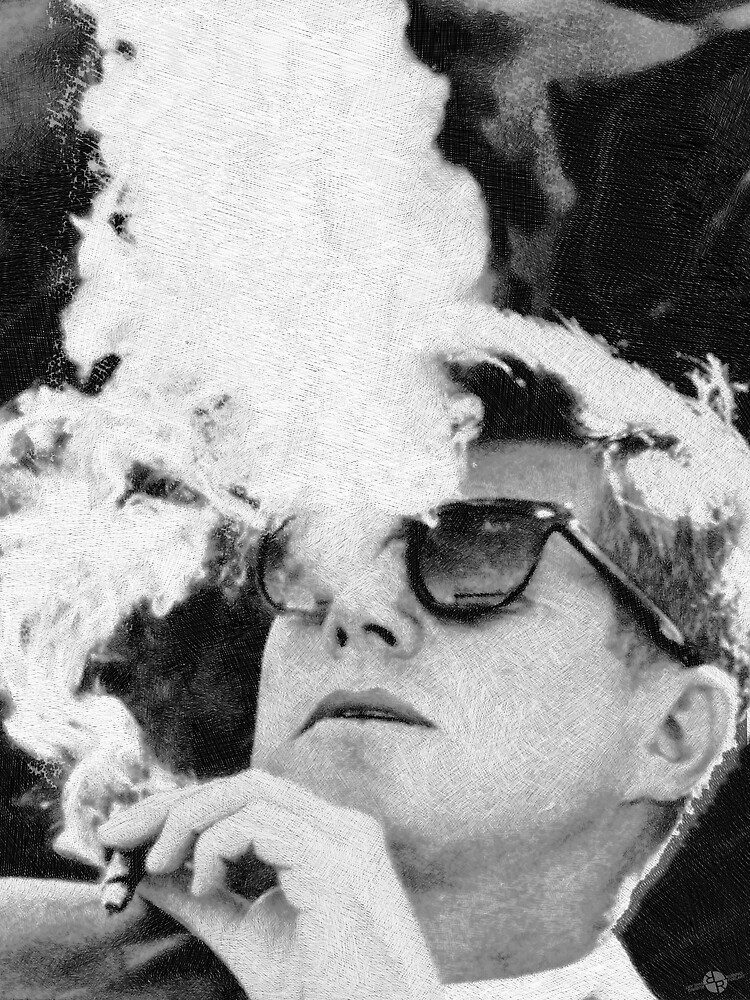 John F Kennedy Cigar And Sunglasses Black And White JFK Canvas