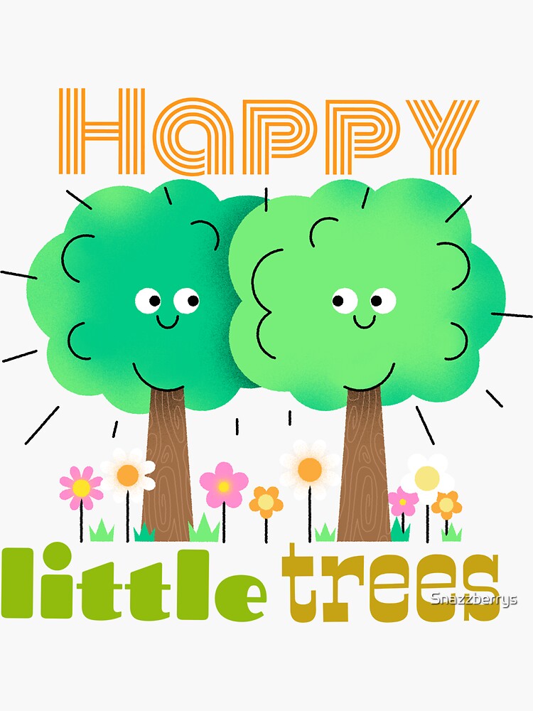 "Happy little trees " Sticker for Sale by Snazzberrys | Redbubble