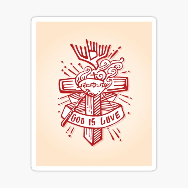 "Religious Cross illustration God is Love" Sticker by bernardojbp ...