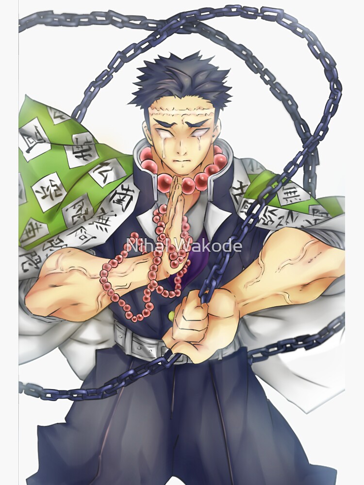 "Gyomei Demon Slayer Stiker" Sticker for Sale by NIHLAWAKODE | Redbubble