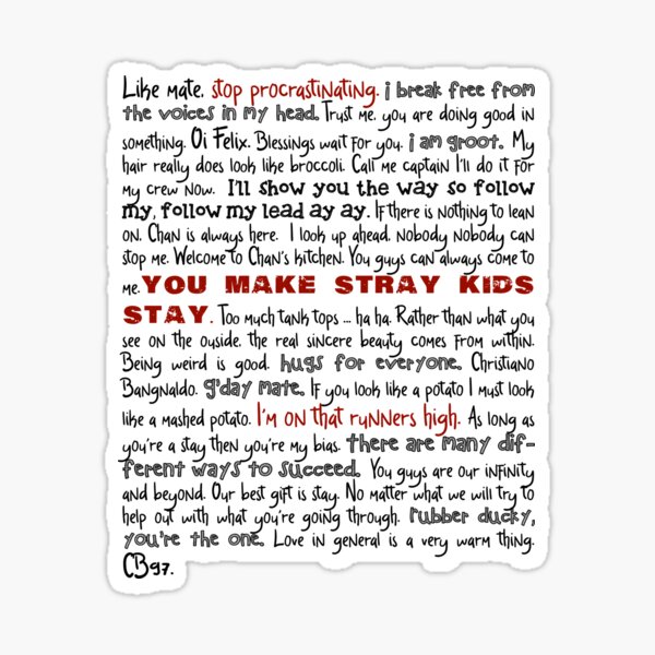 "Stray Kids Bang Chan Quotes " Sticker for Sale by esthers456 | Redbubble