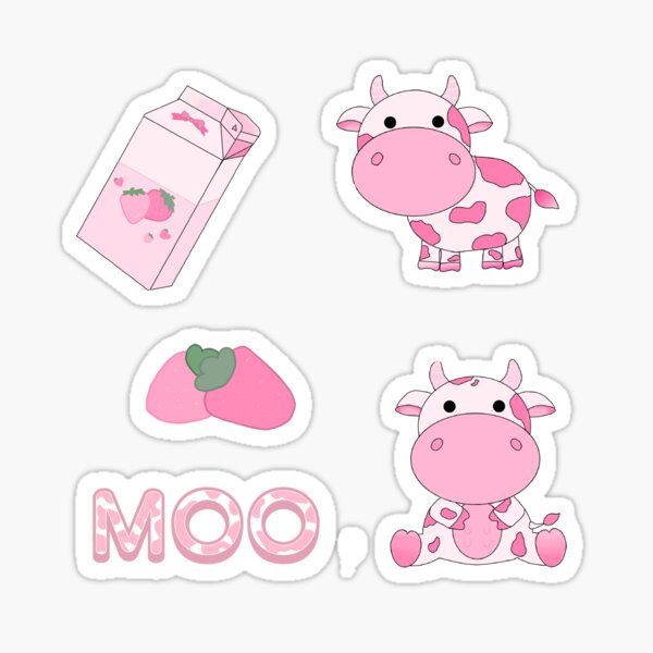 "Strawberry Cow - Sticker Set" Sticker for Sale by amyyy-t | Redbubble