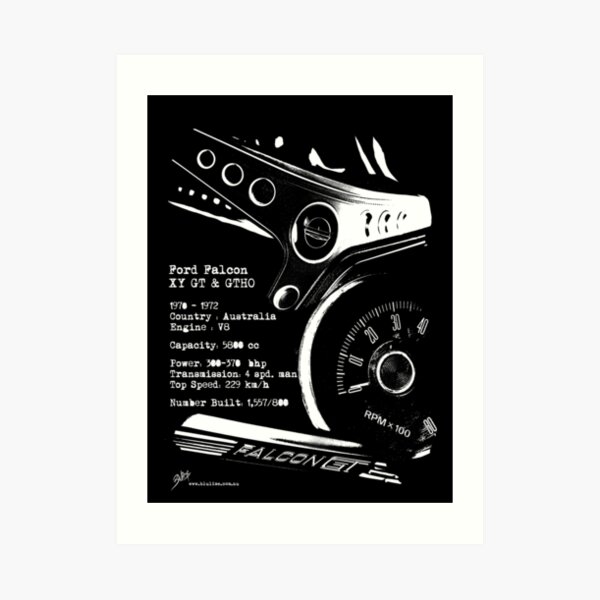 "Ford Falcon XY GT & GTHO (specifications) ©" Art Print by BlulimeMerch ...