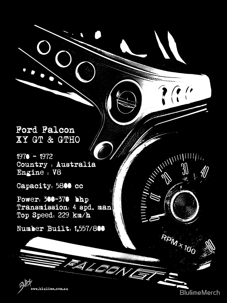 "Ford Falcon XY GT & GTHO (specifications) ©" Art Print by BlulimeMerch ...