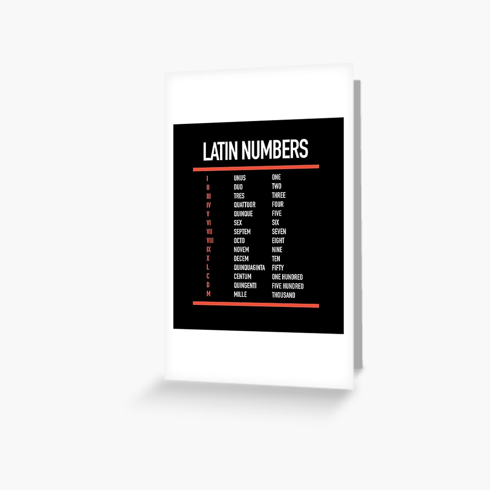 "Latin Numbers - Numerals in Latin - Roman Numbers" Greeting Card for ...