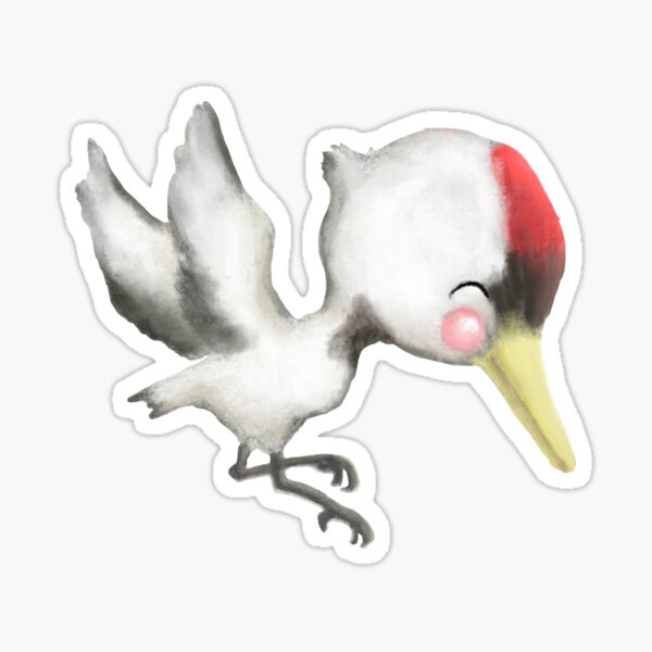 "Wee Red-Crowned Crane" Sticker for Sale by LittleCloudShop | Redbubble