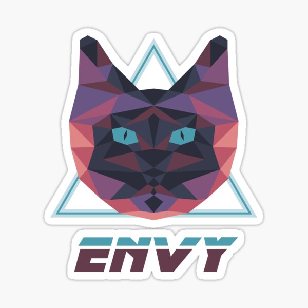 "Cyberpunk vaporwave Sin cat Envy" Sticker by BasikTheKitten | Redbubble