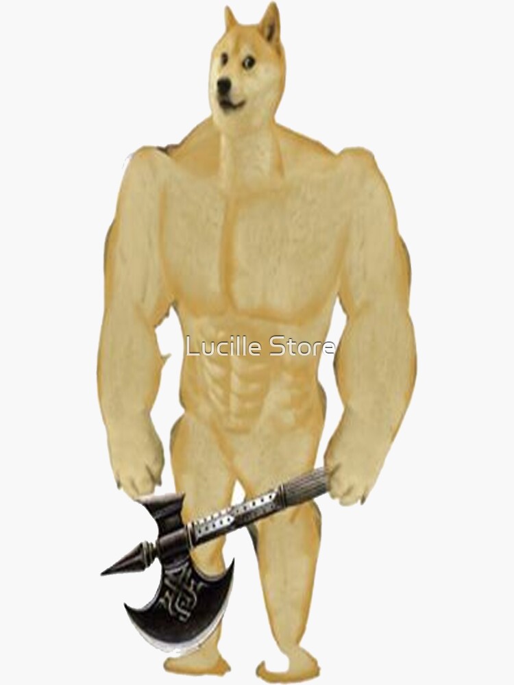 "Swole Buff Doge Axe Funny Meme T-shirts Stickers Mask" Sticker for ...