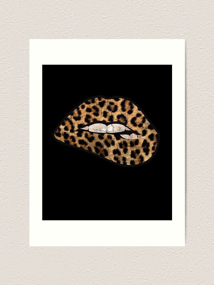 "Sexy Woman Lips With Tiger Style, Biting Woman Lips" Art Print for ...