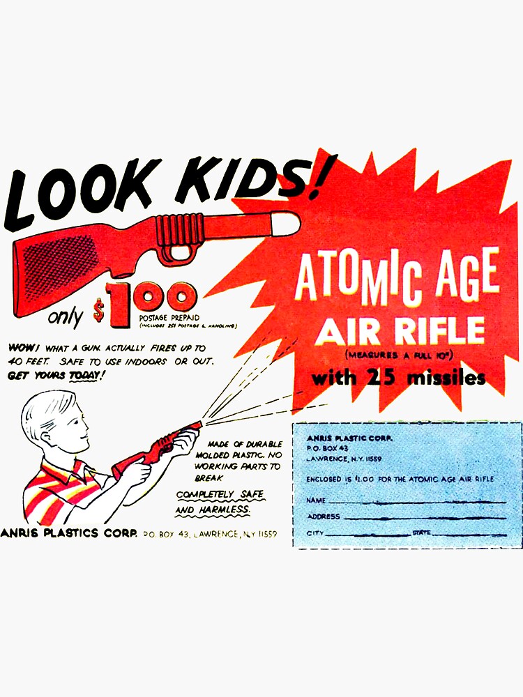 "ATOMIC AGE AIR RIFLE ADVERT" Sticker for Sale by ThrowbackAds | Redbubble