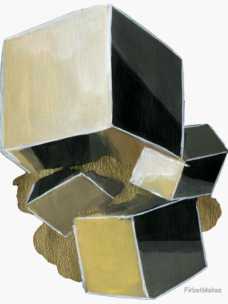 "Pyrite - Cubic Crystal" Sticker for Sale by FirbetMakes | Redbubble
