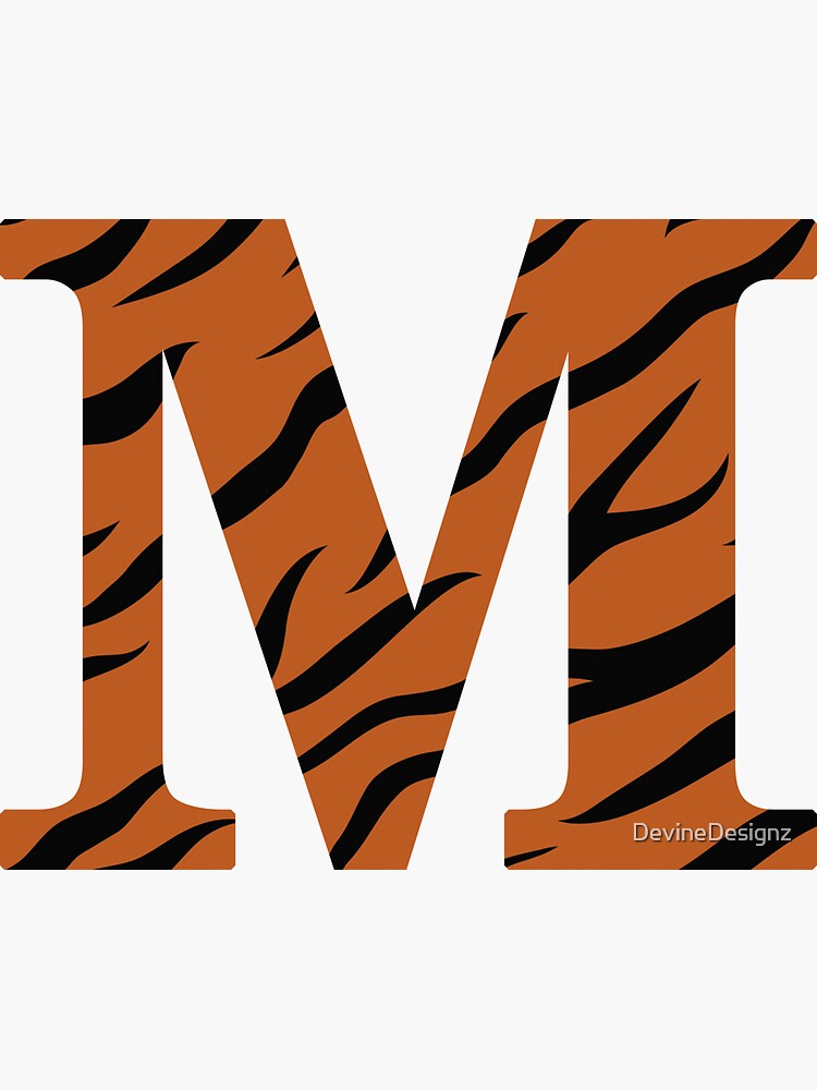 "Letter M Tiger Skin" Sticker for Sale by DevineDesignz | Redbubble