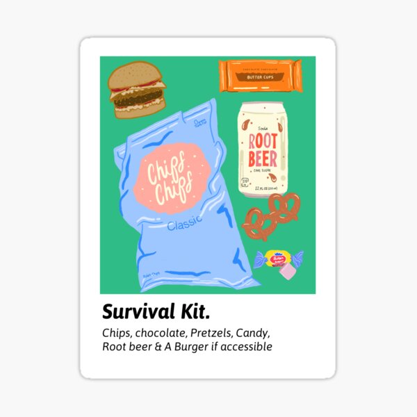 "Survival Kit" Sticker for Sale by burgundyLines | Redbubble