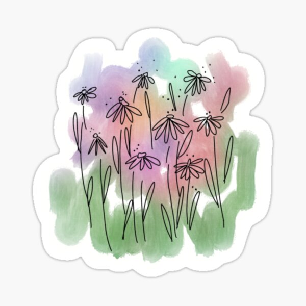 "Watercolor floral Line art" Sticker for Sale by doodlesbytoni | Redbubble