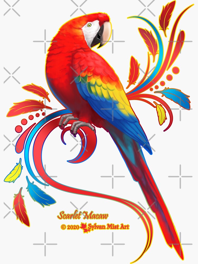 Pegatina «Guacamaya roja» de sylvanmist | Redbubble