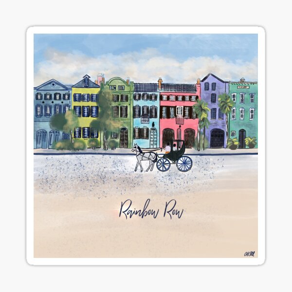 "Rainbow row" Sticker for Sale by AshRandallArt | Redbubble