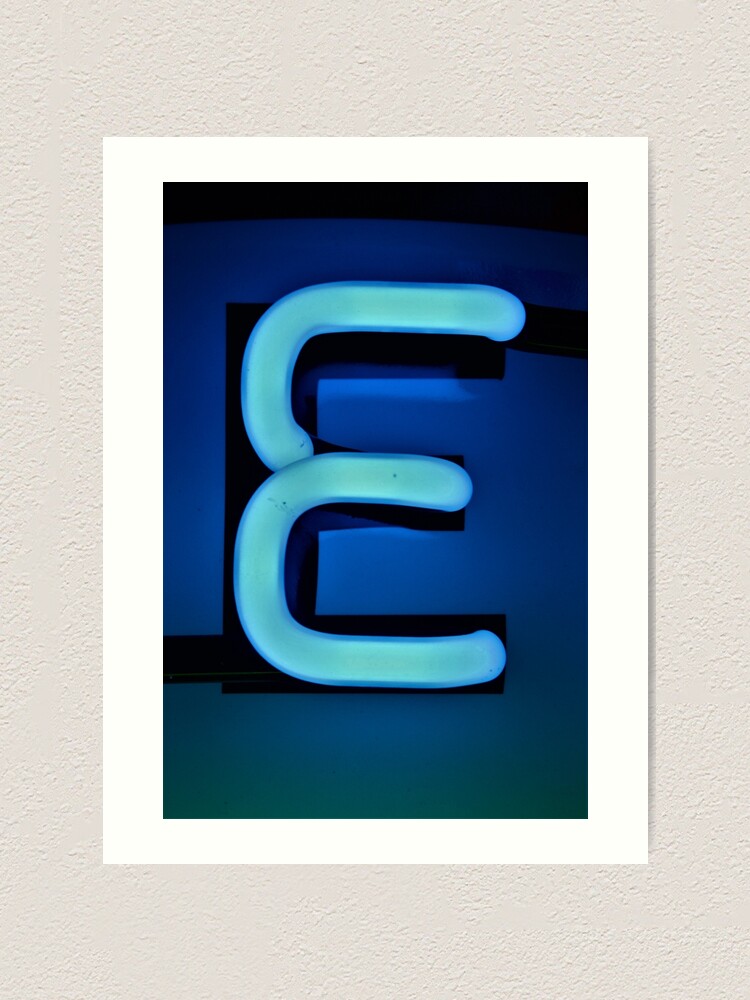 "Letter E in Blue Neon" Art Print for Sale by WHBPhotoArt | Redbubble