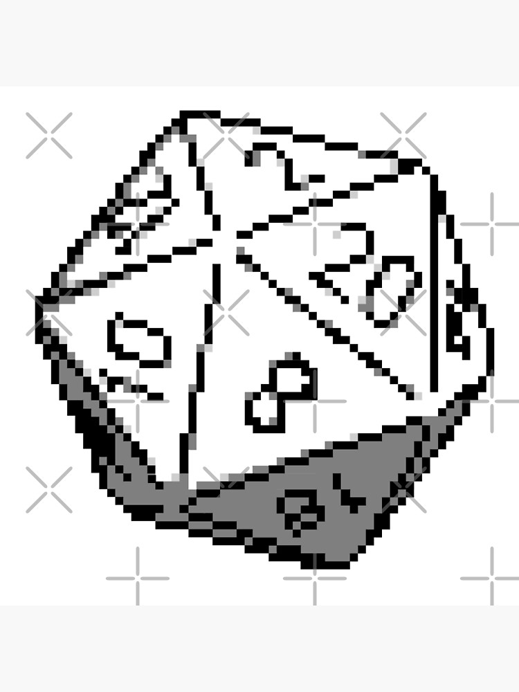 "D20 Roleplaying Die Icosahedron Pixel Art" Art Print for Sale by ...