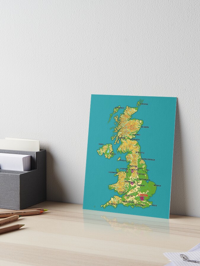 "United Kingdom physical map, topographic map of UK, the capital, the ...