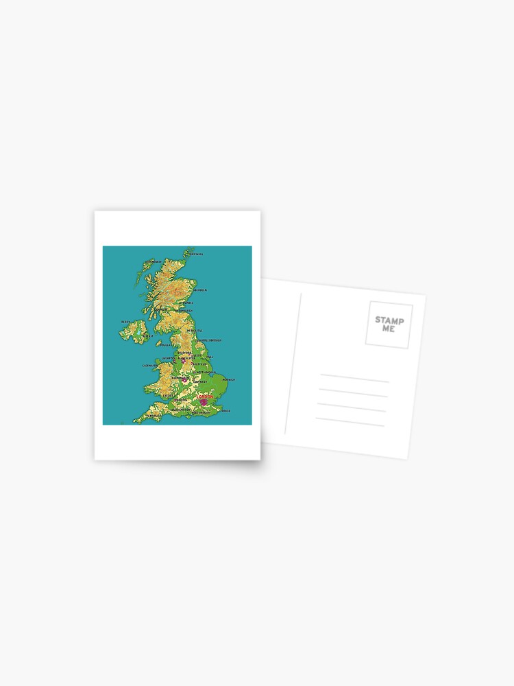 "United Kingdom physical map, topographic map of UK, the capital, the ...