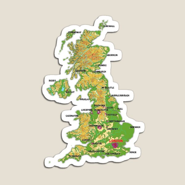 "United Kingdom physical map, topographic map of UK, the capital, the ...
