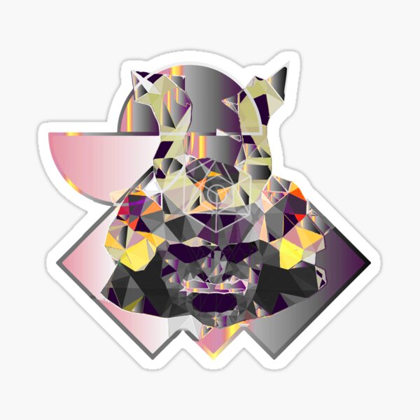 "Abstract Geo Samurai(midnight fire)" Sticker by DesignBros | Redbubble