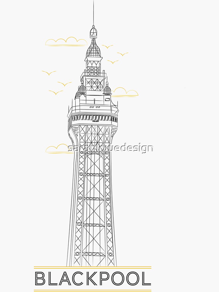 "Blackpool tower " Sticker for Sale by sarahlowedesign | Redbubble
